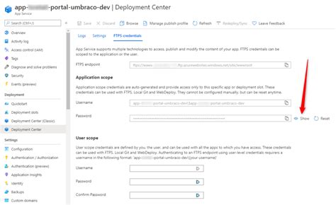 How To Find Azure App Service Ftp Credentials In Azure Portal