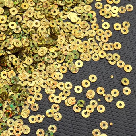 Tiny 3mm Holographic Gold Sequins Hologram Gold Flat Sequins X 10g