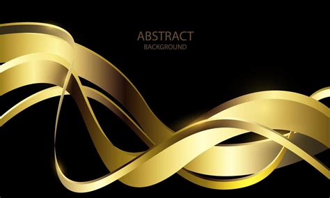 Abstract Gold Lines Wave Curve Shiny Effect On Black Design Modern Luxury Futuristic Background
