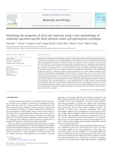 Pdf Identifying The Properties Of Ultra Soft Materials Using A New Methodology Of Combined