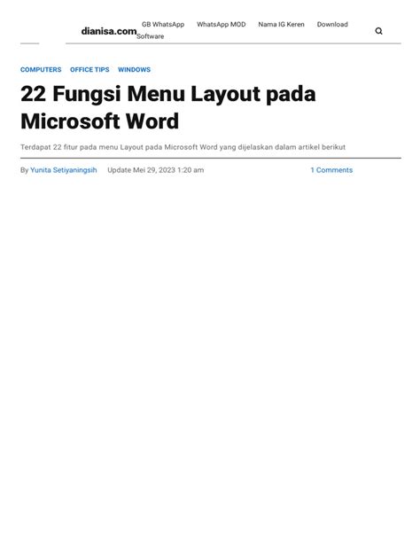 22 Fungsi Menu Layout Pada Microsoft Word Terbaru Lengkap Pdf