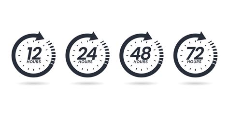 12 24 48 And 72 Hours Clock Sign Icons Service Opening Hours Work