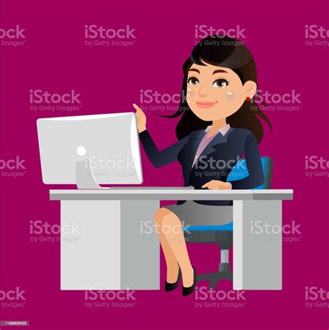 사무실 책상에서 랩톱 컴퓨터에서 작업하는 성공적인 비즈니스 피플 캐릭터 검색에 대한 스톡 벡터 아트 및 기타 이미지 검색