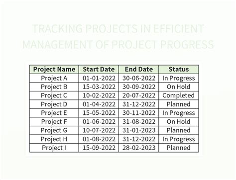 Tracking Projects In Efficient Management Of Project Progress Excel