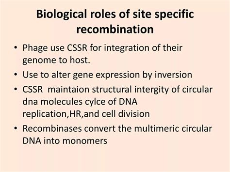 Site Specific Recombination Pptx Chemistry Science
