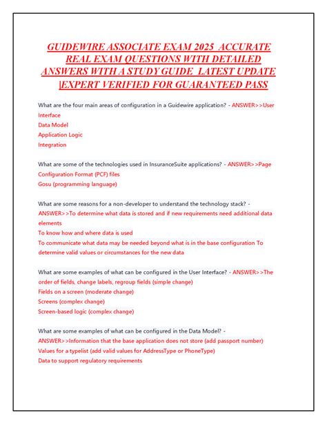 Guidewire Associate Exam 2025 Accurate Real Exam Questions With Detailed Answers With A St