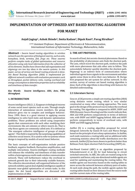 implementation of optimized ant based routing algorithm for manet pdf