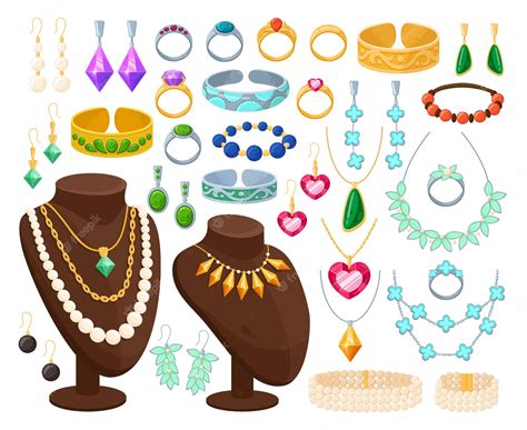 Premium Vector Cartoon Gold And Silver Jewelry Precious Diamond