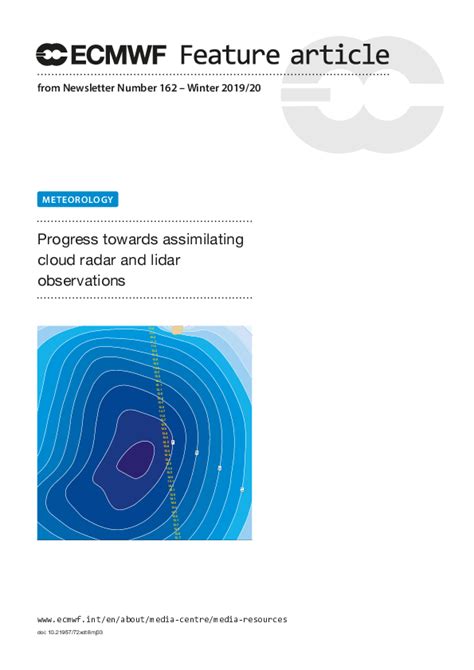 Pdf Progress Towards Assimilating Cloud Radar And Lidar Observations