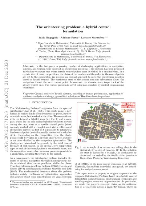 The Orienteering Problem A Hybrid Control Formulation Deepai