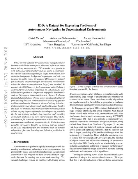 Idd A Dataset For Exploring Problems Of Autonomous Navigation In