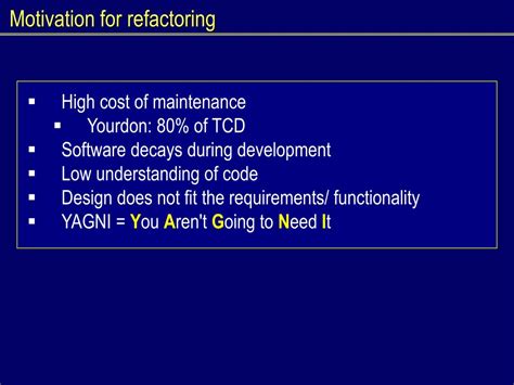 Ppt Software Refactoring Part I Introduction Powerpoint Presentation