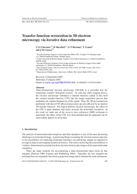 Pdf Transfer Function Restoration In 3d Electron Microscopy Via Iterative Data Refinement
