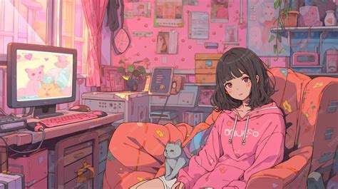 Premium Ai Image Cute Lofi Girl In A Room Illustration Anime Manga