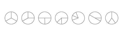 흰색 배경에 격리된 3개의 세그먼트로 나눈 윤곽원입니다 파이 또는 피자 둥근 모양은 다른 세 조각으로 잘라 간단한 통계 인포그래픽 예제입니다 벡터 선형 그림 3에 대한 스톡