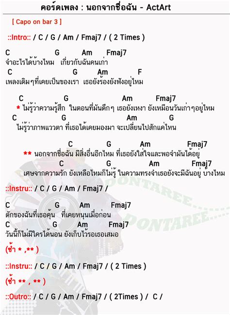 คอร์ดเพลง นอกจากชื่อฉัน Actart นอกจากชื่อฉัน คอร์ดกีต้าร์ คอร์ด