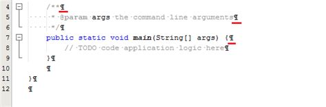 Netbeans How To Remove Strange Reverse P Character At End Of Line