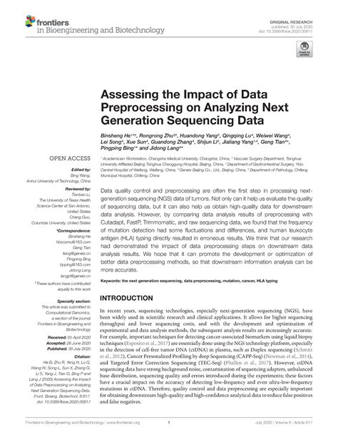assessing the impact of data preprocessing on analyzing next generation