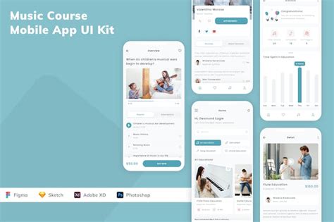 Music Course Mobile App Ui Kit Design Template Place