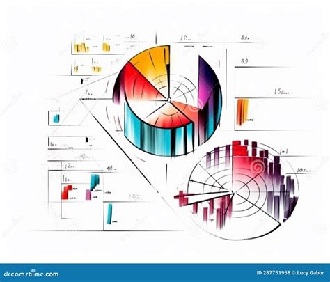 Data Visualization Charts Diagrams Vibrantly Illustration With White Background Stock