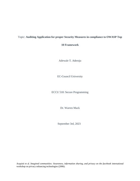 Pdf Topic Auditing Application For Proper Security Measures In