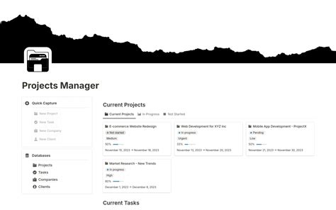 Projects Manager Template Notion Marketplace