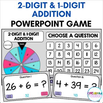 2 Digit 1 Digit Addition PowerPoint Game By ONEderful In First
