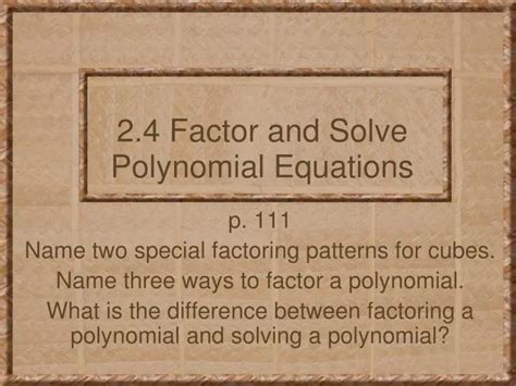 PPT Factor And Solve Polynomial Equations PowerPoint Presentation ID