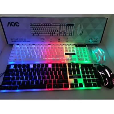 AOC KM100 Wired Gaming Keyboard 6 Button Mouse Set Computers Accessories 1066999127