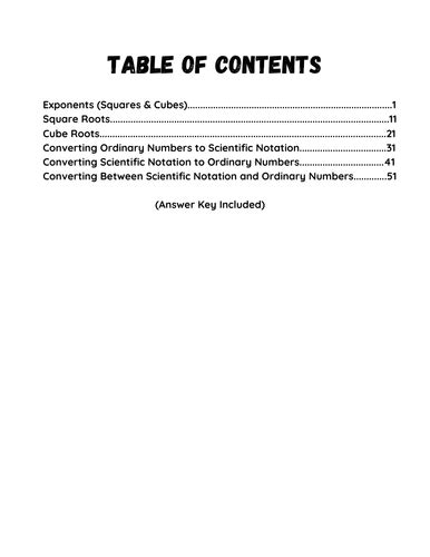 Exponents Square And Cube Roots Scientific Notation Teaching Resources