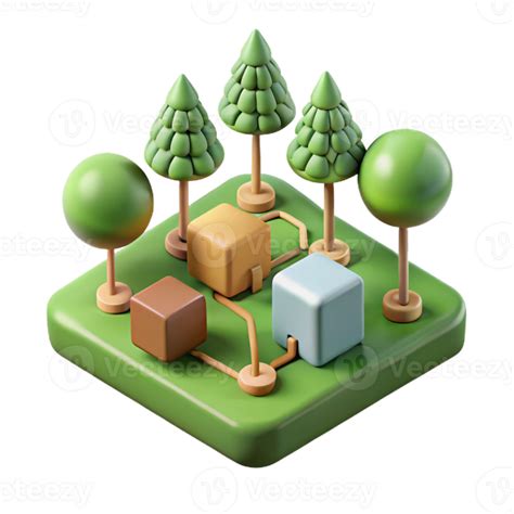 Vibrant Vintage Sustainable Forest Management Diagram Isolated 57720037 Png
