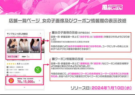 風俗経営サクセスサポート｜information 『 店舗一覧ページ 女の子画像及びクーポン情報欄 』表示改修のお知らせ