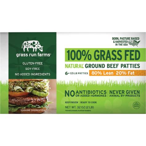 Grass Run Farms 80 Lean Grass Fed Ground Beef Patties 6 Pack Macrowise