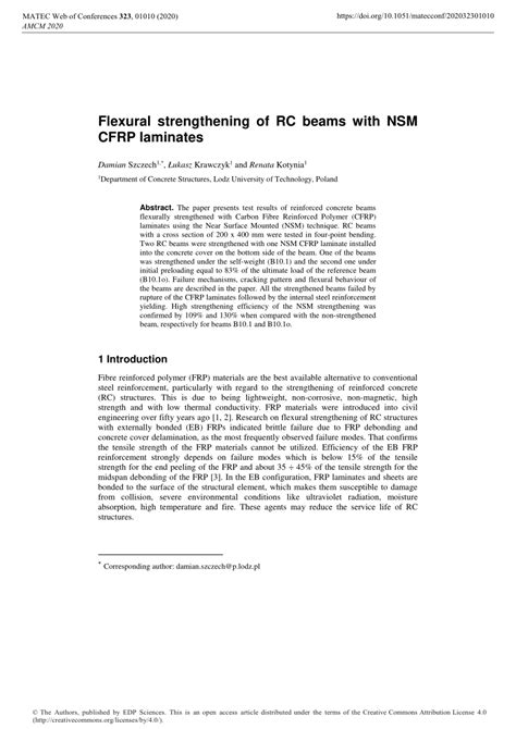 Pdf Flexural Strengthening Of Rc Beams With Nsm Cfrp Laminates