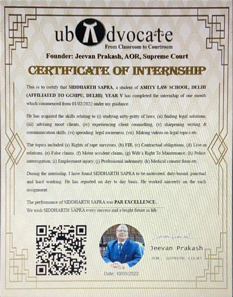 Siddharth Sapra On Linkedin Law Internship Supremecourt