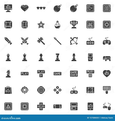 Video Game Elements Vector Icons Set Stock Vector Illustration Of