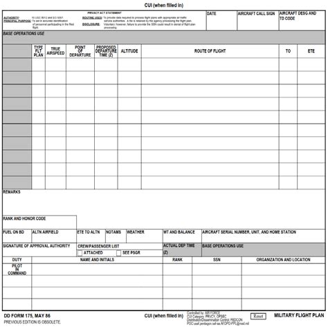 Dd Form 175 Flight Plan Military Dd Forms