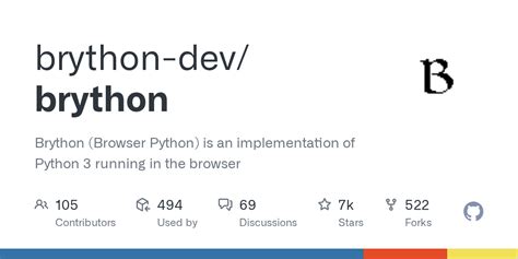 Github Brython Devbrython Brython Browser Python Is An Implementation Of Python 3 Running