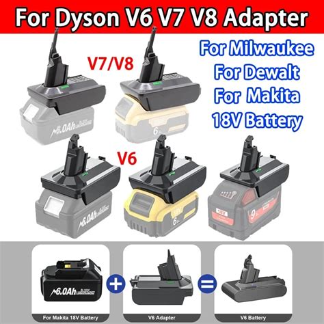 마키타 디월트 밀워케용 어댑터 18v 리튬 배터리 변환기 다이슨 V6 V7 V8 시리즈 진공 청소기 도구 Dc58 Sv11
