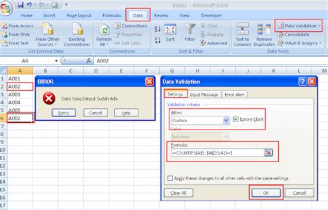 Data Validation Menghindari Input Data Ganda Dalam Microsoft Excel