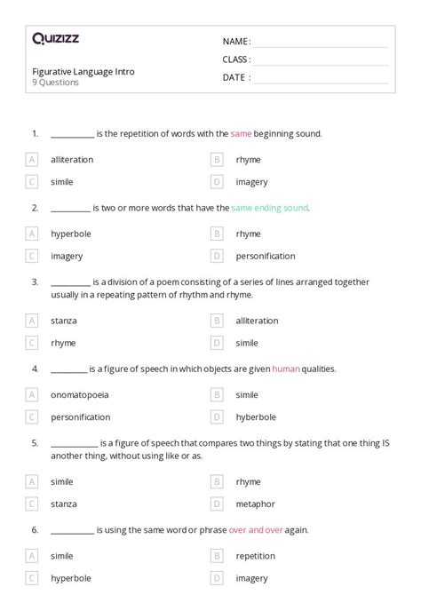 50 Hyperbole Worksheets On Quizizz Free Printable