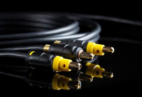 Premium Ai Image Mini Rca Stereo Cable With Black Pin Closeup Style