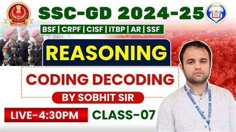 Reasoning Coding Decoding Class 07 For Up Ssc Gd 2024 25 By