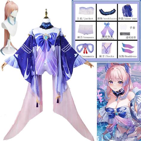 Sexy Anime Costumes Genshin Impact Kokomi Cosplay Set Sangonomiya Wig Shoes Halloween Party