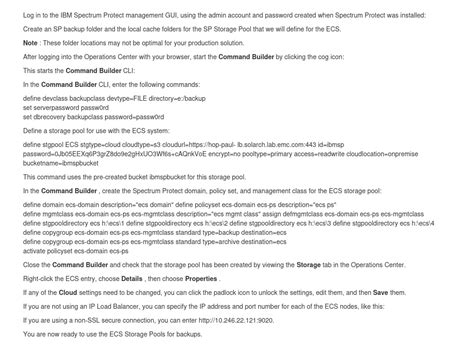 Define An Ecs Storage Pool In Spectrum Protect Configuring Ibm