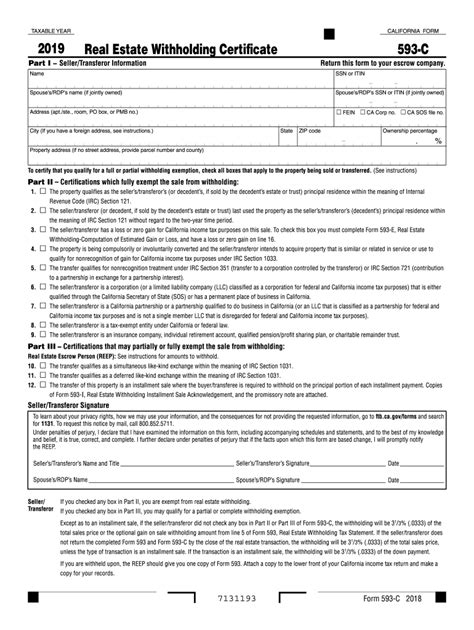 California Form 593 C Fill Out And Sign Printable Pdf Template