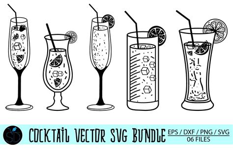 Cocktail Glass Svg Vector Bundle Graphic By Craftycakes · Creative Fabrica