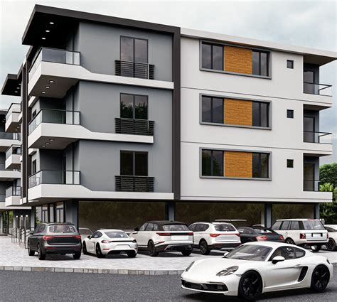 Planta De Apartamento Moderno De 3 Quartos Edifício De 4 Andares