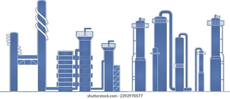 Refinery Blueprint Drawing Showing Crude Oil Stock Vector Royalty Free