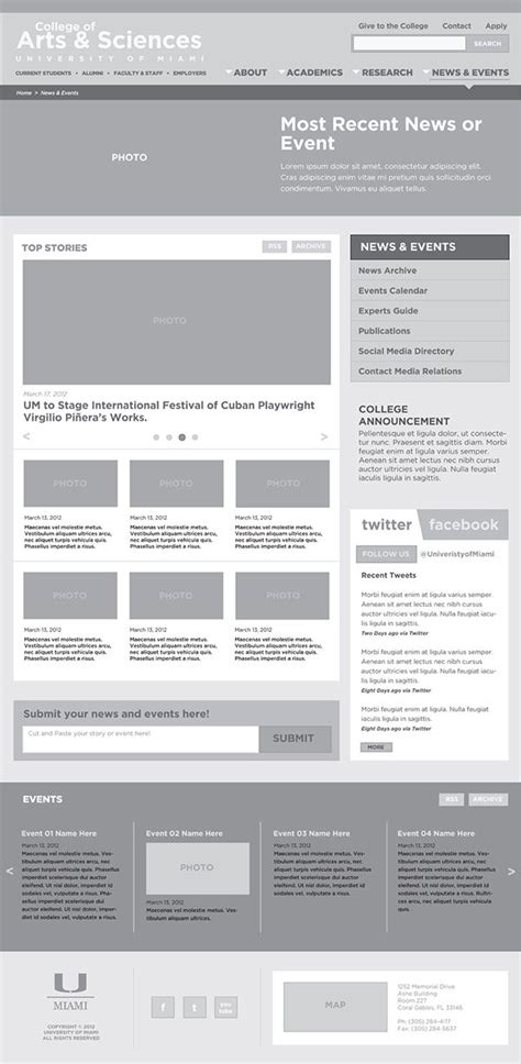 Wireframes For Arts And Science Website Design